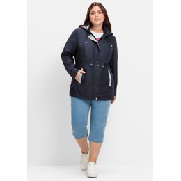 sheego Gro&szlig;e Gr&ouml;&szlig;en Freizeitjacke mit Tunnelzug in der Taille, marine, Gr&ouml;&szlig;e 54 - Damen