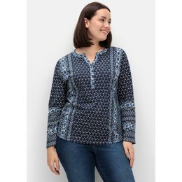 sheego Gro&szlig;e Gr&ouml;&szlig;en Print-Shirt mit Minimal-Muster, marine-bleu-bedruckt, Gr&ouml;&szlig;e 48 - Damen