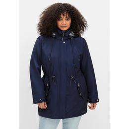 sheego Gro&szlig;e Gr&ouml;&szlig;en Parka mit Jerseyfutter in Melange-Optik, marine, Gr&ouml;&szlig;e 48 - Damen