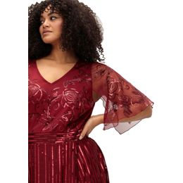 sheego Damen Abendkleid mit Paillettenbesatz, dunkelrot, Gr&ouml;&szlig;e 42
