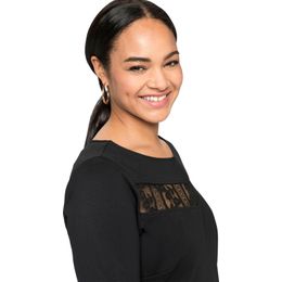 sheego Damen Cocktailkleid mit Spitzeneinsatz, schwarz, Gr&ouml;&szlig;e 50