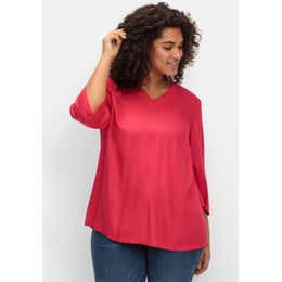 sheego Damen Tunika mit V-Ausschnitt, magenta, Gr&ouml;&szlig;e 54