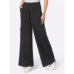 Heine Witt Damen Jerseyhose mit Cargo-Taschen, schwarz, Gr&ouml;&szlig;e 36