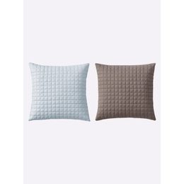 HEINE HOME Witt Tagesdecke, braun + grau, Gr&ouml;&szlig;e 40x40 cm - 2 Kissenbez&uuml;ge