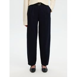 Selected Pleat-Front Pants 'SLFBARREL MILLE' female size 38 marine blue