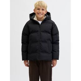 Jack & Jones Steppjacke JACK & JONES JUNIOR "JJESOHO PUFFER HOOD SN JNR", Jungen, Gr. 152, schwarz, Web, Obermaterial: 100% Polyester, unifarben, regular fit normal, Jacken Steppjacke