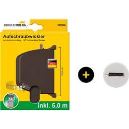 Aufputz-Gurtwickler Schellenberg "Aufschraubwickler f&uuml;r das Rollladensystem Mini, inkl. Gurtf&uuml;hrung", wei&szlig;, 1 Stk., Gurtwickler, 180 schwenkbar, mit vormontiertem Rollladengurtband, braun oder wei&szlig;