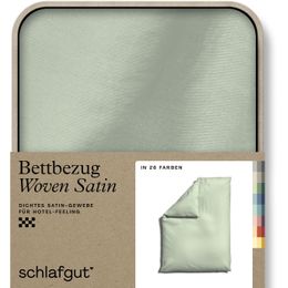 Bettbezug Schlafgut "Woven Satin", gr&uuml;n (gr&uuml;n light), L:200cm, Mako-Satin, Obermaterial: 100% Baumwolle, Bettbez&uuml;ge, besonders dicht gewebt, Mix & Match: passender Kissenbezug erh&auml;ltlich