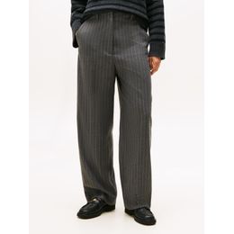 Tommy Hilfiger Damen Anzughose "PINSTRIPE LOOSE STRAIGHT PANT"mid grau heather pinstripe, Gr. 38, Nadelstreifen, gestreift, meliert, Web,