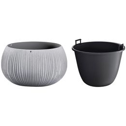Blumentopf Prosperplast "Beton Bowl", grau (beton), Kunststoff, Pflanzgef&auml;&szlig;e, &Oslash;37cm x 21,8cm