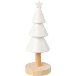 Dekobaum CREATIV DECO "Weihnachtsdeko", wei&szlig;, H:25cm &Oslash;:9cm, Keramik, Dekofiguren, aus Keramik und Holz