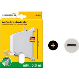 Aufputz-Gurtwickler Schellenberg "Aufschraubwickler f&uuml;r das Rollladensystem Mini, inkl. Gurtf&uuml;hrung", wei&szlig;, 1 tlg., Gurtwickler, 180 schwenkbar, mit vormontiertem Rollladengurtband, braun oder wei&szlig;