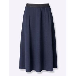 Jerseyrock Classic Basics, Damen, Gr. 36, blau (marine, jeansblau), 97% Polyester, 3% Elasthan, unifarben, wadenlang, R&ouml;cke