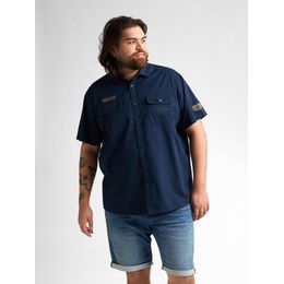 Kurzarmhemd PETROL INDUSTRIES, Herren, Gr. 5XL, N-Gr, blau (navy blau), Jersey, Obermaterial: 100% Baumwolle, bestickt, regular fit taillenbedeckt, ohne Ausschnitt, gerader Abschluss, Hemden, mit Stickereien
