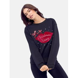 Lipsy Sweatshirt Damen Gr&ouml;&szlig;e XXL cranberry / schwarz / wei&szlig;