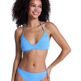 Triangel-Bikini-Top Roxy "Paradise Wave", Damen, Gr. L, Cup B, silber lake blau make a splash, Obermaterial: 92% Polyester, 8% Elasthan;, Bikini-Oberteile