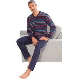 Herren Schlafanzug mit Streifen-Muster, Single-Jersey marine-topas-geringelt, Gr&ouml;&szlig;e 44/46