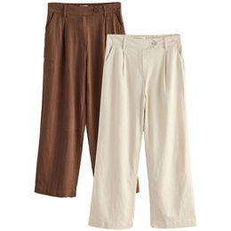 next Bundfaltenhose Damen Gr&ouml;&szlig;e 44 ecru / braun