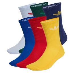 adidas originals Socken 'Trefoil 6 Pairs' Damen Gr&ouml;&szlig;e 31/33 blau / pastellblau / dunkelblau / gelb / tanne / rot