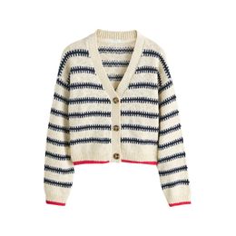 next Strickjacke M&auml;dchen Gr&ouml;&szlig;e 110 hellbeige / navy / rot