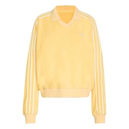 adidas originals Sweatshirt 'TERRY TOWEL V NECK LONG SLEEVES Polo' Damen Gr&ouml;&szlig;e XS gelb / wei&szlig;