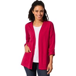 Damen Shirtjacke mit Flammgarn-Struktur erdbeere, Gr&ouml;&szlig;e 48
