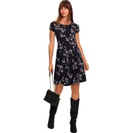 Heine Damen Blumenkleid, Schwarz, Gr. 40, Druckkleider, Material: Viskose