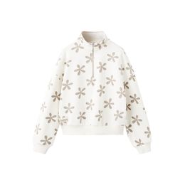 Mango Kids Sweatshirt 'ZIPY' M&auml;dchen Gr&ouml;&szlig;e 164 schlammfarben / offwhite