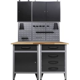 ONDIS24 Werkstatt-Set, B:120cm H:205cm T:60cm, schwarz, Werkb&auml;nke, 120 cm