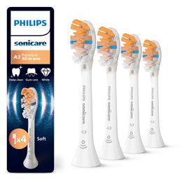 Herren Aufsteckb&uuml;rsten "A3 Premium All-in-One", 4 Stk., wei&szlig;, PHILIPS SONICARE, Zahnb&uuml;rstenk&ouml;pfe, f&uuml;r eine gr&uuml;ndliche Gesamtreinigung, f&uuml;r jedes
