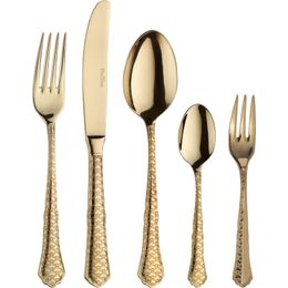 Pinti Inox PINTINOX Besteck-Set "Settecento Treasur Gold TXT", 30 Stk., gold, Essbesteck-Sets, gel&auml;serter Griff, gl&auml;nzend goldfarben