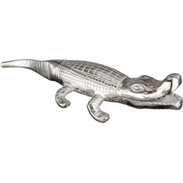 Tierfigur, B:58cm H:7cm T:17cm, silber, CASABLANCA BY GILDE, Aluminium, Dekofiguren, "Krokodil "Spike""