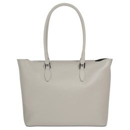 CLUTY Damen Shopper, grau, Leder, leicht gl&auml;nzend, unifarben, Taschen, echt Leder, Made in Italy