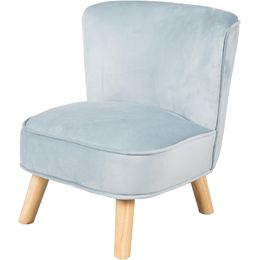 Roba Kinder Kindersessel "Lil Sofa", Samt, B/H/T: 44cm x 50cm x 48cm, blau, B:44cm H:50cm T:48cm, Sessel, mit Holzf&uuml;&szlig;en