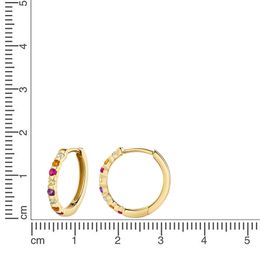 Firetti Damen Paar Creolen "Schmuck Geschenk Gold 333 Ohrschmuck Ohrringe Memoire", 15mm, Gelbgold 333, bunt, Gelbgold 333, Ohrringe, mit Edelsteinen
