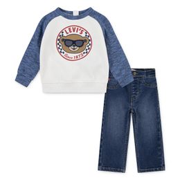 LEVI'S KIDS M&auml;dchen Langarmshirt & Hose "LVB SNIT MOTO CREW,DENIM"big dipper, Gr. 3M, Sweatware, Obermaterial: 60% Baumwolle, 40% Polyester.