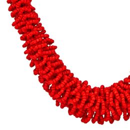 Steuer Damen Collierkettchen "Glasperle Rot gerflochten", 67cm, Synthetik, L: 67 B: 35mm, rot, Synthetik, B:35mm, Halsketten