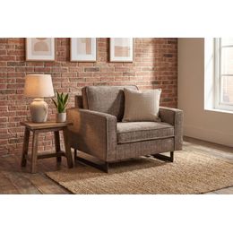 Loveseat Home Affaire "Pinto 105 cm, Cord, Chenille, Lederoptik", braun, B:105cm H:85cm T:97cm, 100% Polyester, Sessel, mit Keder, Metallf&uuml;&szlig;en und auch in Cord Bezug erh&auml;ltlich