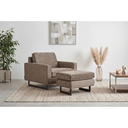 Loveseat Home Affaire "Pinto 105 cm, Cord, Chenille, Lederoptik", braun, B:105cm H:85cm T:97cm, 100% Polyester, Sessel, mit Keder, Metallf&uuml;&szlig;en und auch in Cord Bezug erh&auml;ltlich