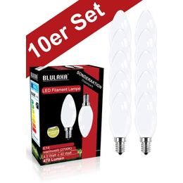 Blulaxa LED-Filament "Retro Multi", L:9,6cm &Oslash;:3,5cm, wei&szlig;, Leuchtmittel, 10er-Set, Promotion-Pack Kerzenform, Filament, opal