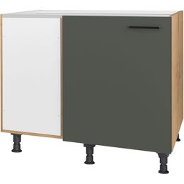 Eckunterschrank Nobilia, B:100cm H:87cm T:58,3cmfront: lacklaminat mineralgr&uuml;n supermatt, korpus: eiche sierra nachbildung, K&uuml;che, Schr&auml;nke,