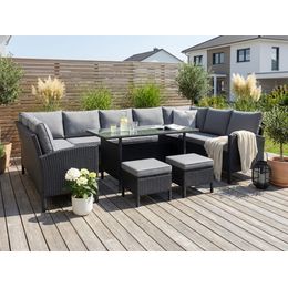Gartenlounge-Set Konifera, B:62cm, schwarz, Stahl, Sitzm&ouml;bel-Sets, "&raquo;Miami&laquo;", Stahl/Polyrattan