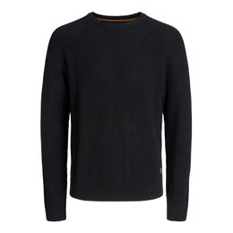 Jack & Jones PlusSize Strickpullover "JJPANNEL KNIT CREW NECK AW25 PLS", Damen, Gr. 4XL, schwarz, Strick, Obermaterial: 58% Polyacryl, 42% Baumwolle, JACK & JONES PLUSSIZE, unifarben, relaxed fit normal, Rundhals, Pullover Strickpullover
