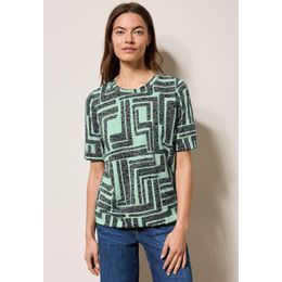Cecil Damen T-Shirt, gr&uuml;n, Gr. M, gemustert, Jersey, Obermaterial: 65% Polyester, 35% Viskose, Shirts, in Ausbrenner-Optik, gemustert
