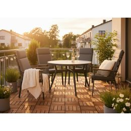 Garten-Essgruppe Konifera "Edessa Komfort", dunkelgrau, dunkelgrau, Aluminium, Sitzm&ouml;bel-Sets, inkl. 4 Sessel, 4 Sitzkissen, 1 Tisch