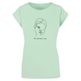 Merchcode Damen T-Shirt "Merchcode Damen Ladies WD - Woman Figure Extended Shoulder Tee"neomint, Gr. XXXL, bedruckt, 100% Baumwolle, Shirts