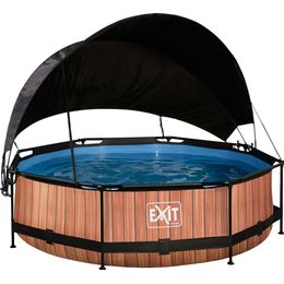 Framepool EXIT, H:76cm &Oslash;:300cm, braun, Schwimmbecken, "inkl. Sonnensegel", &Oslash;xH: 300x76 cm, mit Kartuschenfilterpumpe und Sonnensegel