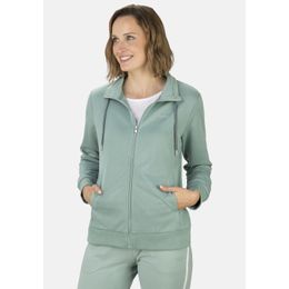 STOOKER WOMEN Damen Sweatjacke "JANE mit Stehkragen Sweatjacke", blau, Gr. 48, angeraute Sweatware, 70% Polyester, 27% Baumwolle, 3% Elasthan,