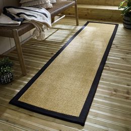 Teppich FLAIR RUGS, B:60cm H:6mm L:230cm, schwarz, Kunstfaser, Wohnzimmer, Teppiche, "Sisal Look", Sisal Look Border Indoor Outdoor Bodenl&auml;ufer