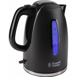 Russell Hobbs Wasserkocher "Textures Plus+ 22591-70, Schwarz", B:21,4cm H:23cm T:17,6cm, schwarz, Wasserkocher, blaue LED-Beleuchtung,